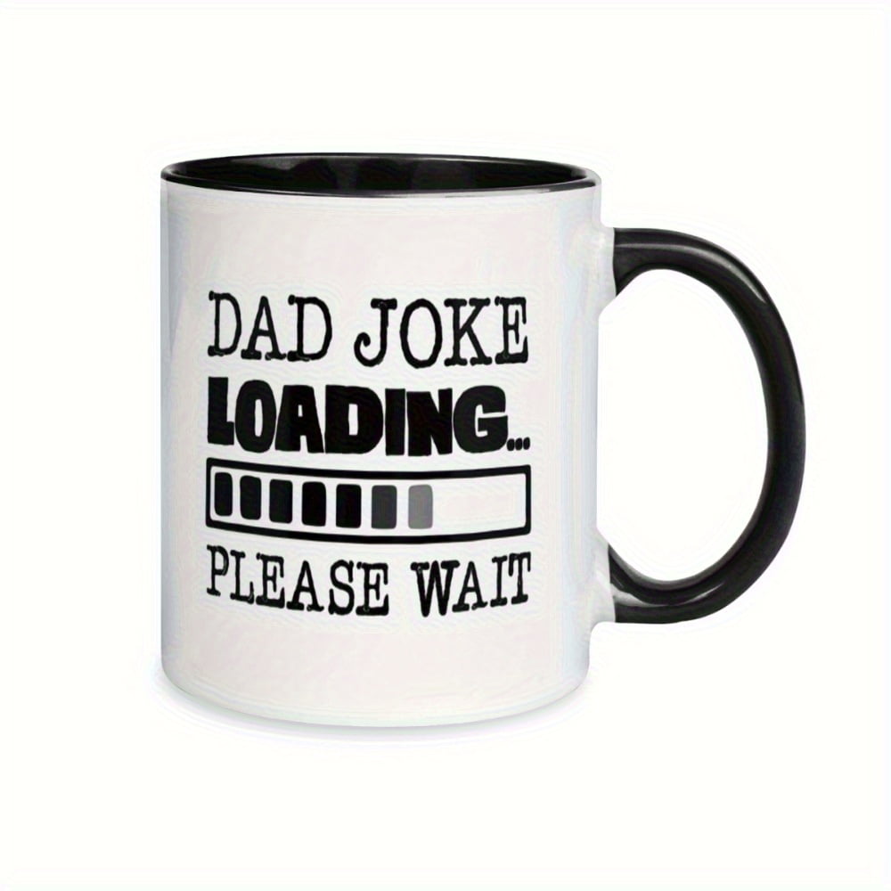 1pc 11oz Humorous Dad Joke Coffee Mug - Left/Right Handle, "DAD JOKE ...