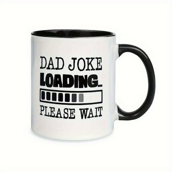 1pc 11oz Humorous Dad Joke Coffee Mug - Left/Right Handle, "DAD JOKE ...