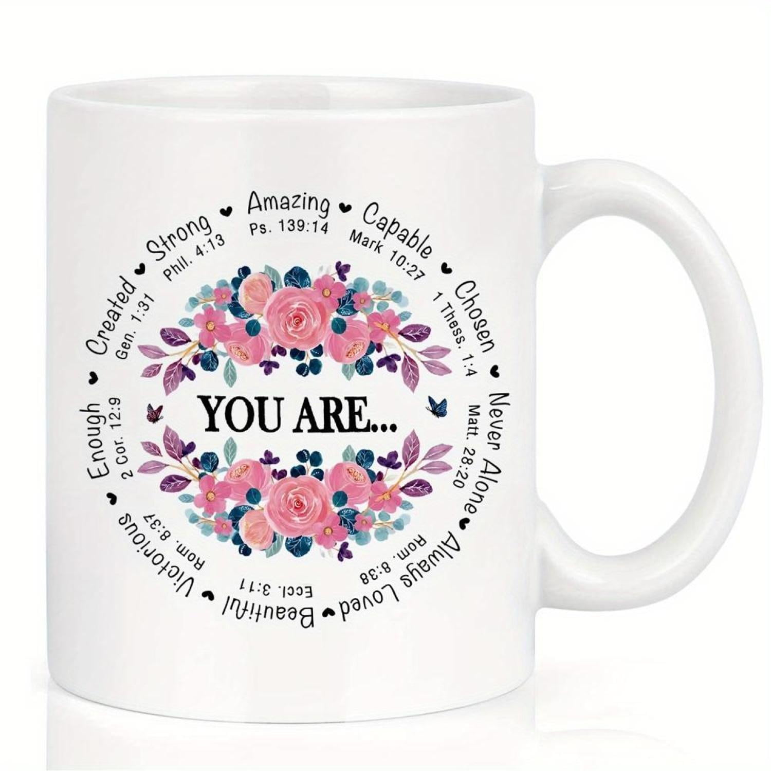 1pc 11oz Inspirational Ceramic Coffee Mug with Floral Design Bible ...