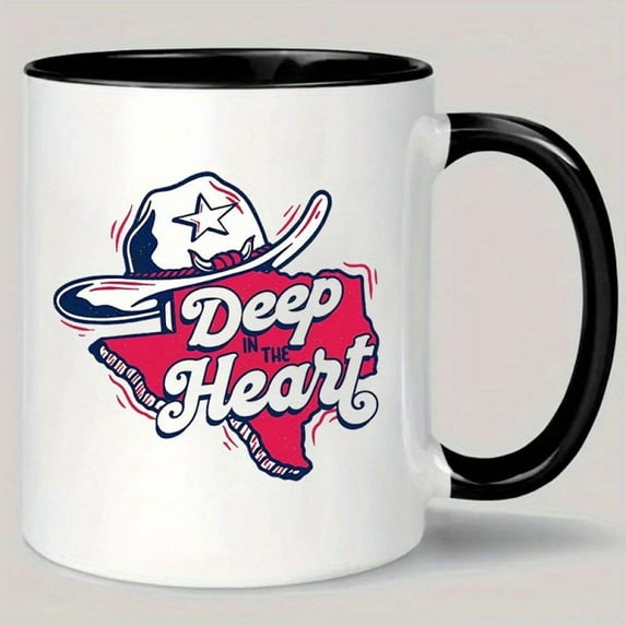 1pc 11oz Insulated Ceramic Coffee Mug with Texas State Outline Deep in ...
