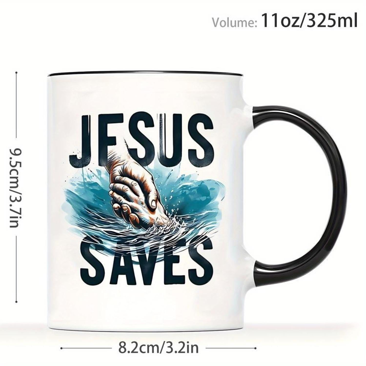1pc 11oz Jesus Saves Christian Faith Coffee Mug with Jesus Hand Verse ...