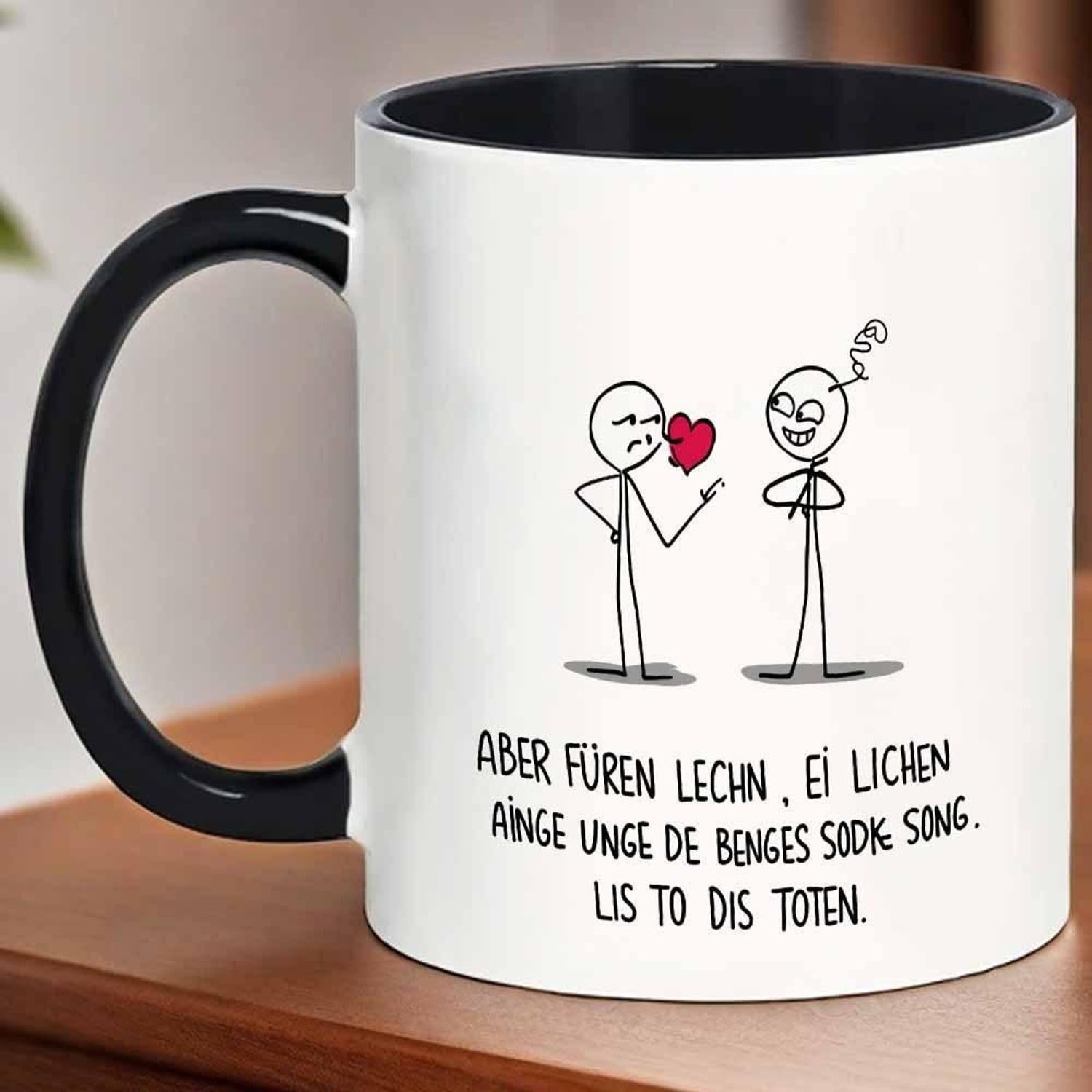1pc 11oz Line Art Mug with German Dialogues Heart Gestures Humorous ...
