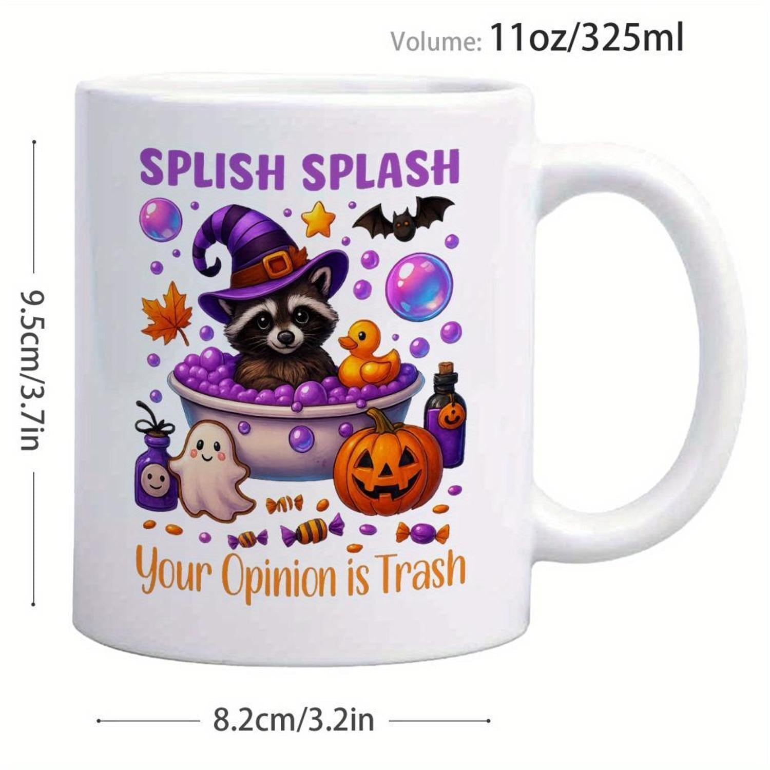 1pc 11oz Raccoon Mug with Cute Raccoon Bat Winged in Cauldron Purple ...