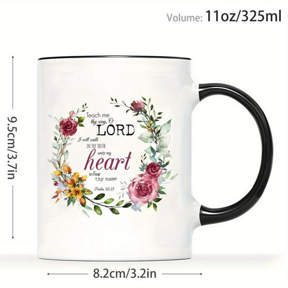 1pc 11oz Religious Floral Style Pink Coffee Mug Inspirational Bible ...