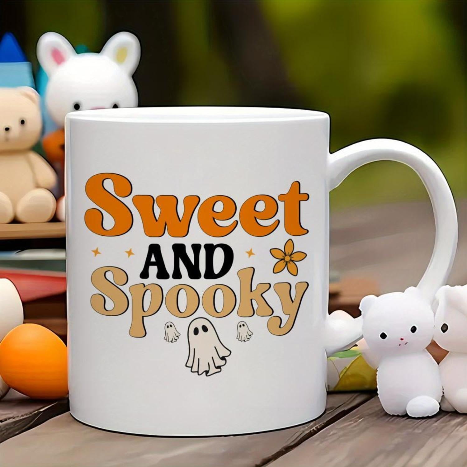 1pc 11oz Sweet Spooky Halloween Coffee Mug with Ghost Design Ceramic ...