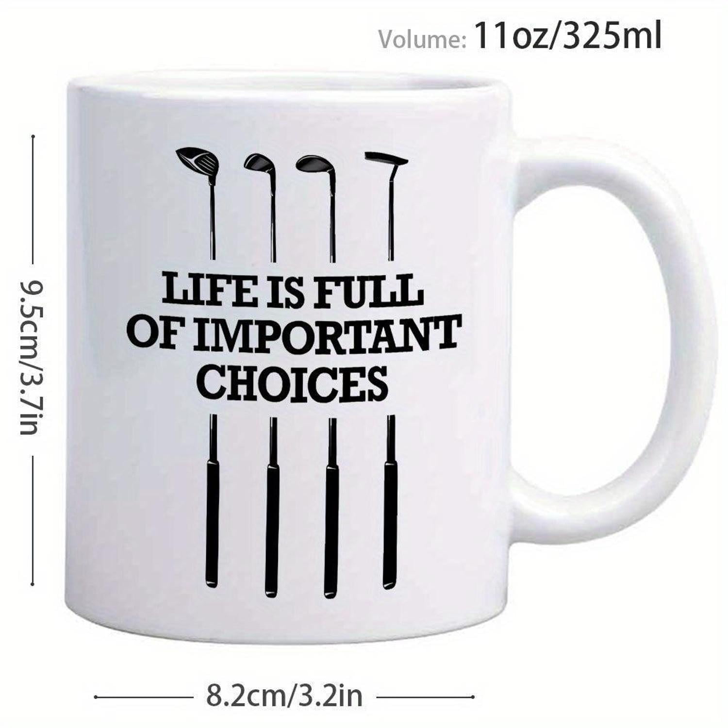 1pc 11oz White Ceramic Coffee Mug with Black Minimalist Design Life is ...
