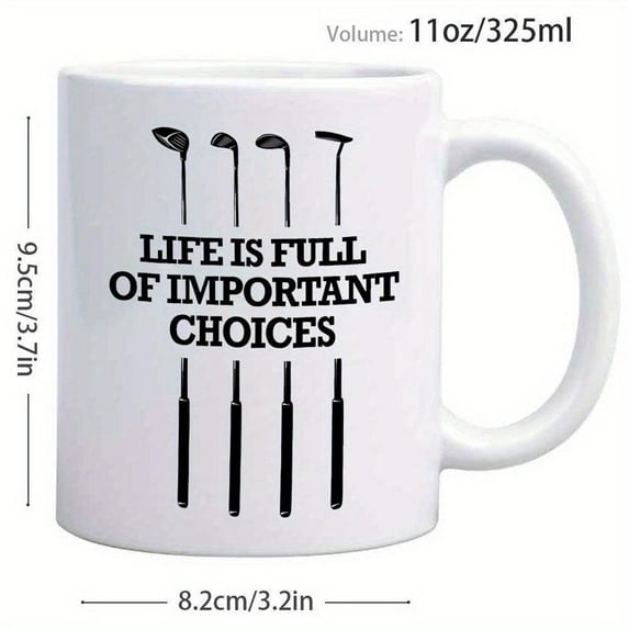 1pc 11oz White Ceramic Coffee Mug with Black Minimalist Design Life is ...