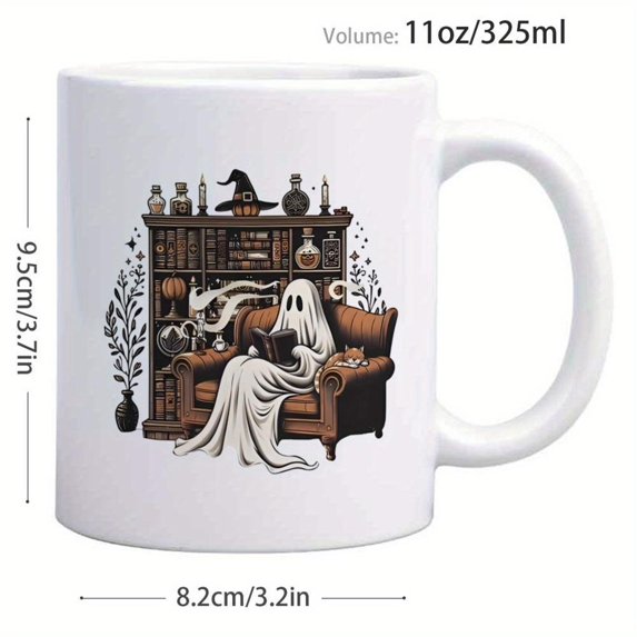 1pc 11oz White Ceramic Gothic Coffee Mug with Black Rim Vintage ...