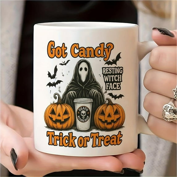 1pc 11oz spooky Halloween ceramic coffee mug tea cup Features witch ...