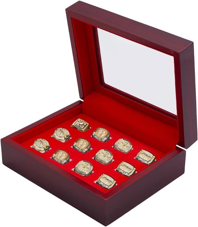 1pc 12 Slot Wood Championship Ring Display Cases Ring Packaging Boxes