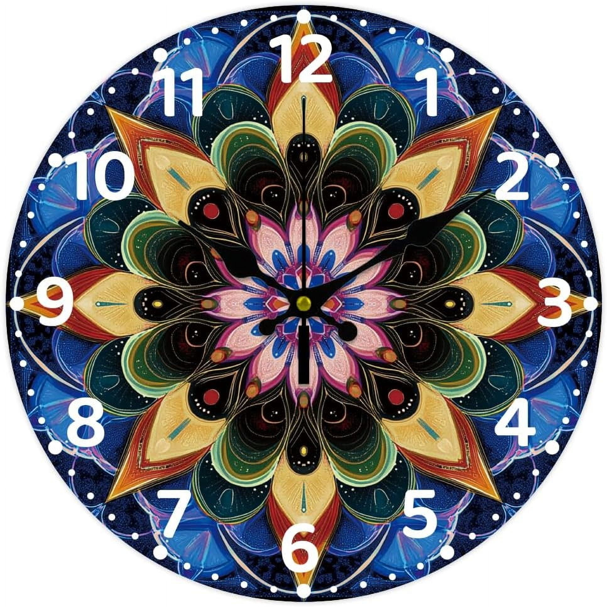 1pc 12inch Mandala Flower Wall Clock Battery Operated Silent Non ...