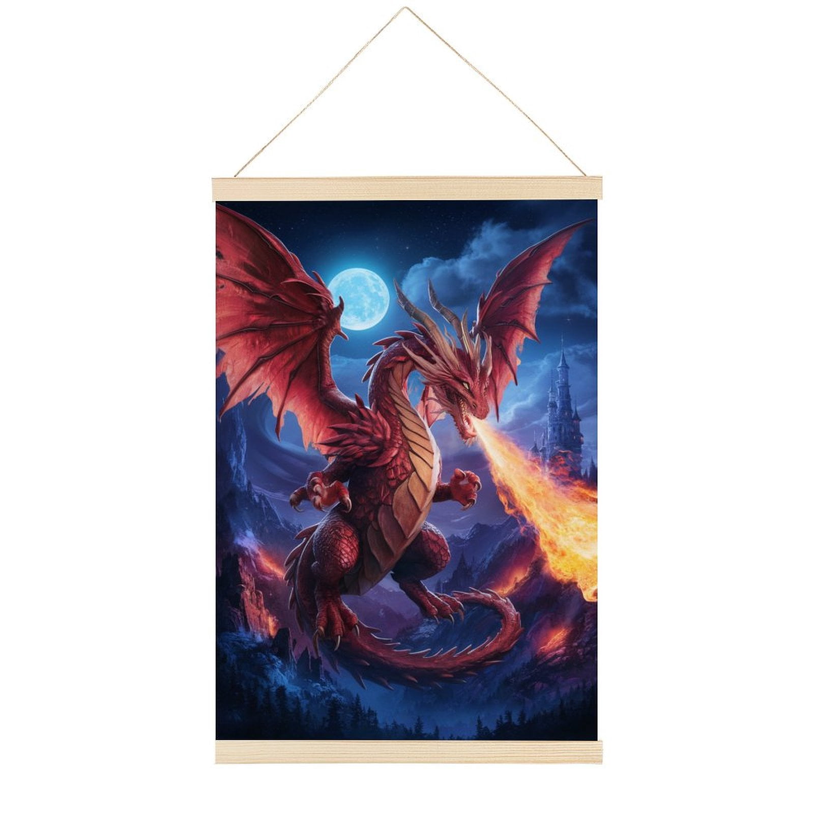 1pc 16inX24in A Framed Wooden Scroll Painting of The Legendary Dragon ...