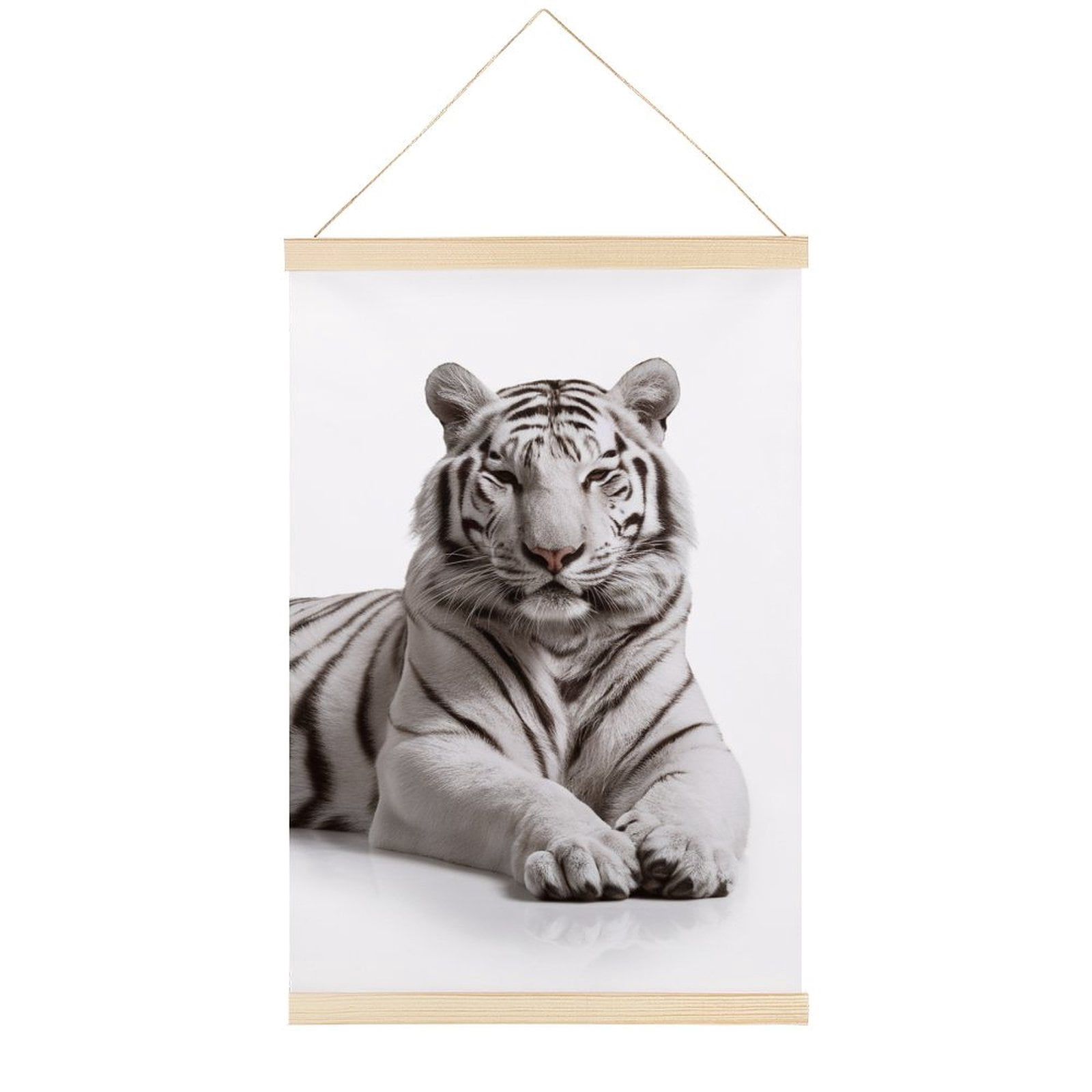 1pc 16inX24in A Framed Wooden Scroll Painting of The White Bengal Tiger ...