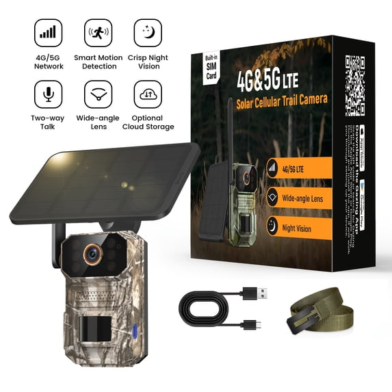 1pc 1920p Solar Cellular Trail Camera Wireless Outdoor Security Camera ...