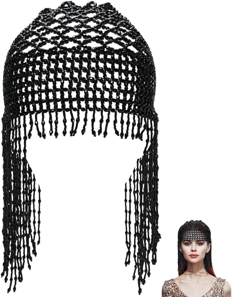 1pc 1920s Beaded Cap Roaring 20s Flapper & Cleopatra Headpiece Tassel ...