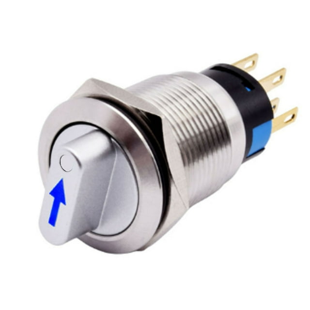 1pc 19mm 3 Position Metal Selector Rotary Switch Latching Push Button Switch LED Illuminated ...