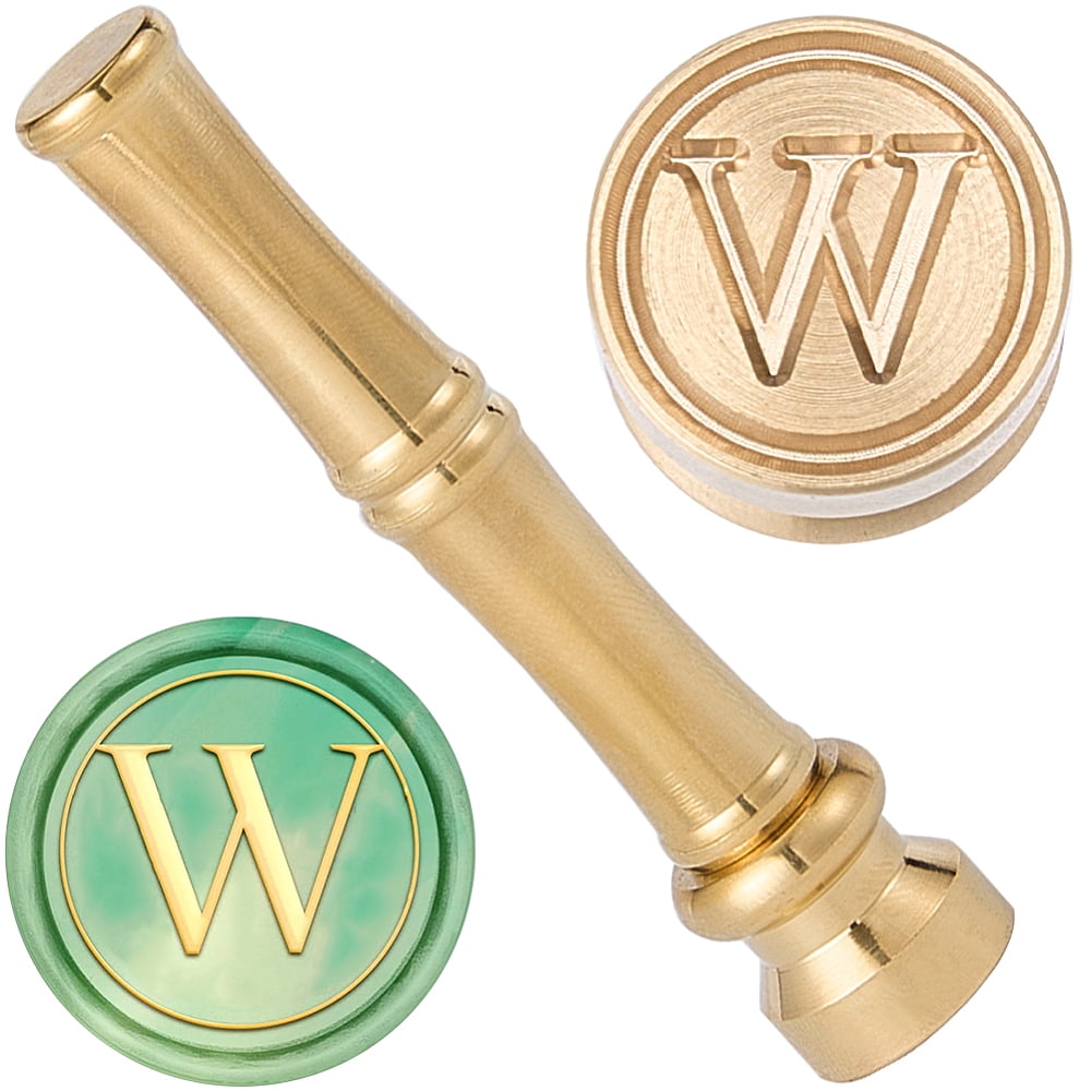 1pc 1Pc Golden Tone Brass Wax Seal Stamp Head with Bamboo Stick Shaped ...