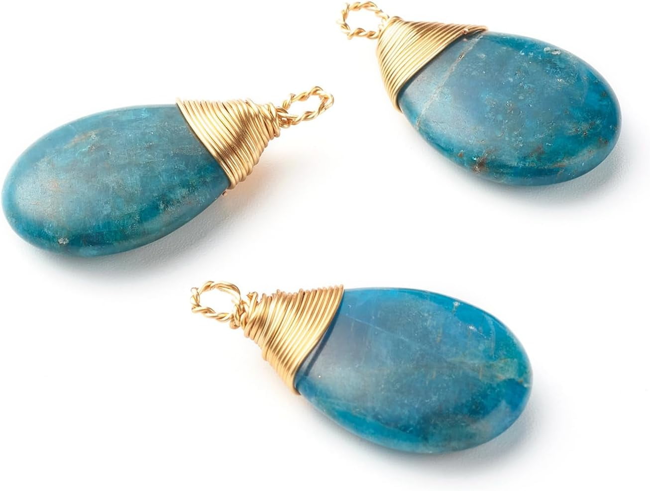 1pc 1Pcs Teardrop Natural Apatite Pendants Pendant with Real 18K Gold ...