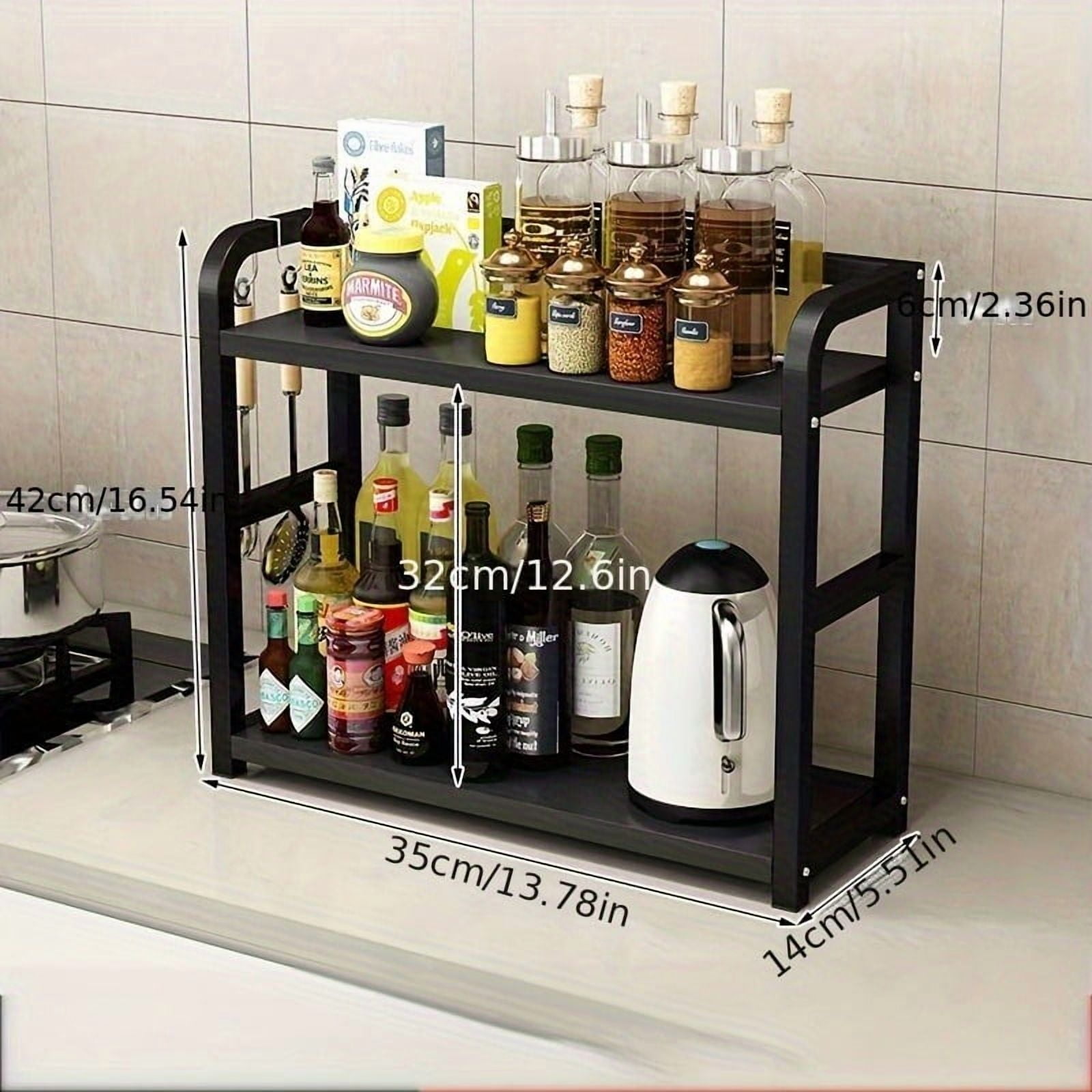 1pc 2-Tier Metal Countertop Shelf - Space Saving Organizer for Coffee ...
