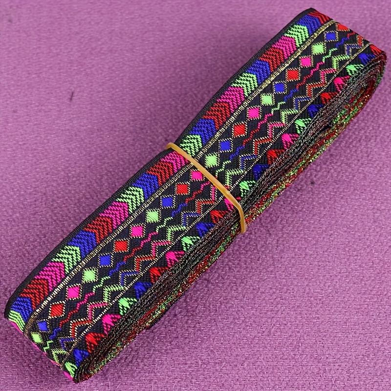 1pc 2 Yards 3.3cm Geometric Pattern Jacquard Ribbon, Ethnic Lace Trim ...