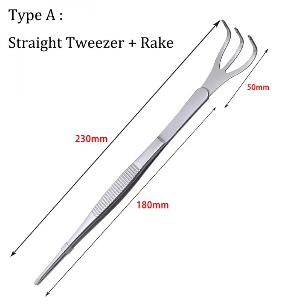 1pc 2-in-1 Stainless Steel Root Rake with Bonsai Tweezers with ...