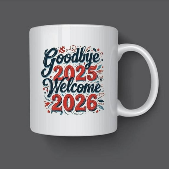 1pc 2026 New Year Coffee Mug Goodbye 2025 Welcome 2026 Ceramic Cup with ...