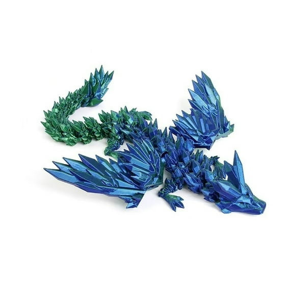 1pc 22cm 3D Printed Crystal Dragon With Poseable Wings Articulated Fantasy Dragon Figurine Decor ...