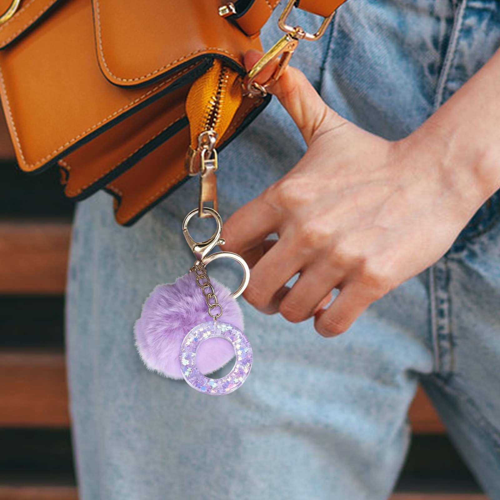 1pc 26-Letter Purple Velvet Ball Pendant - Customizable Keychain ...