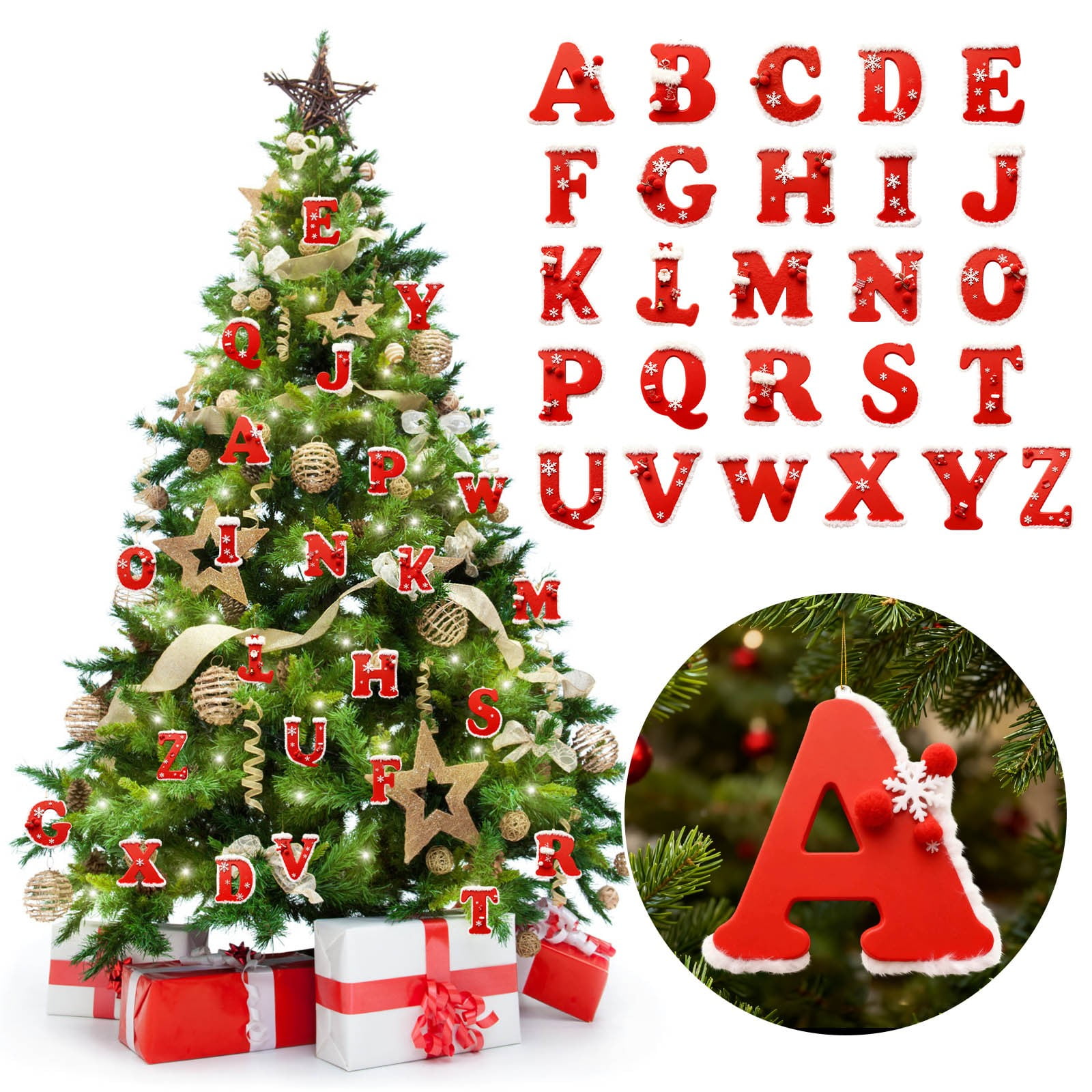 1pc 26 Letters Christmas Tree Pendant, Vibrant Acrylic Personalized ...