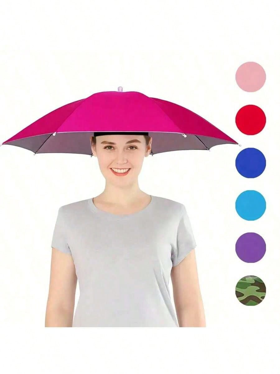 1pc 27inch Diameter PP Folding Umbrella Hat, Hands-Free Sun Protection ...