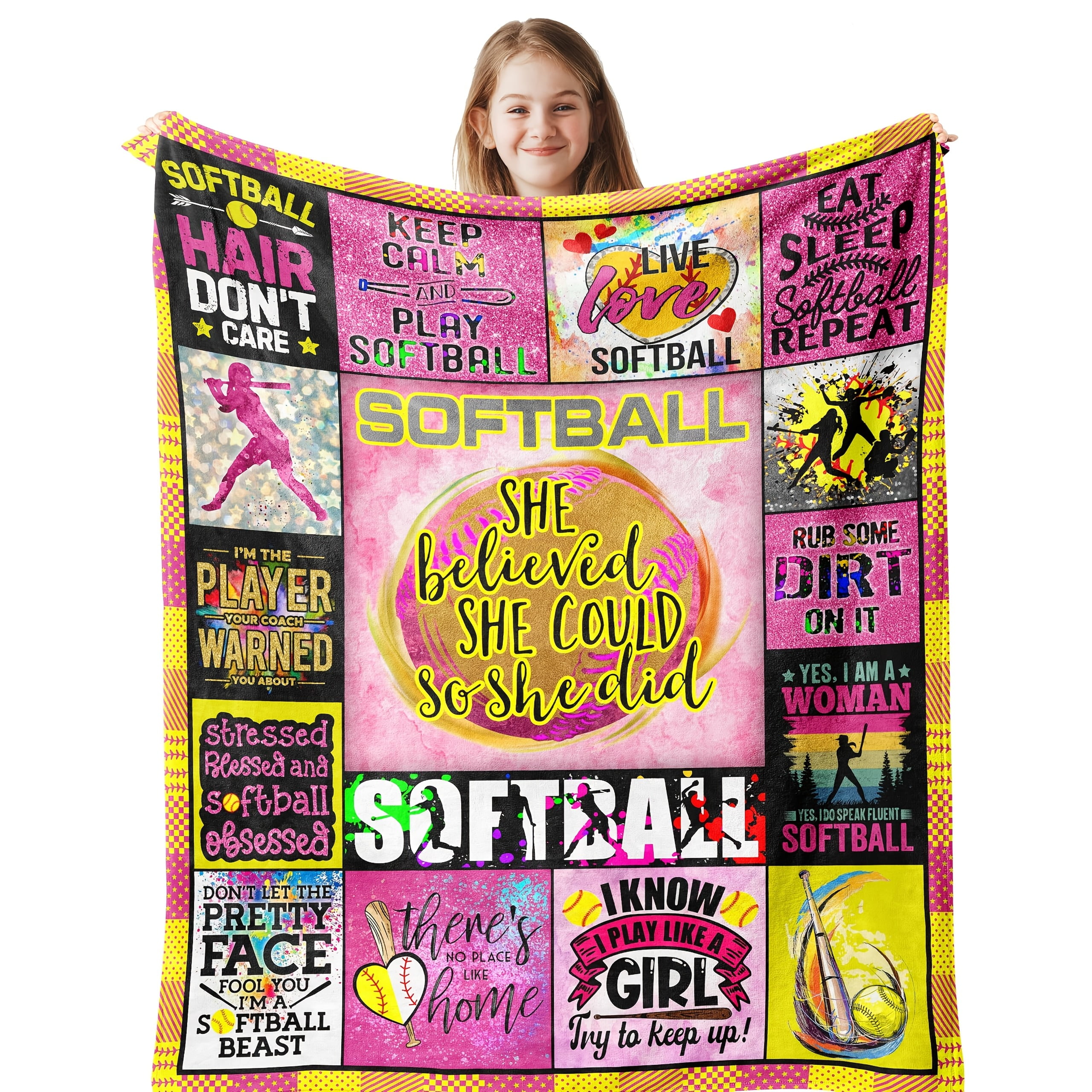 1pc 280g Softball Fleece Blanket for Girls – Inspirational Softball ...