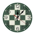 1pc 2D Flat, Silent Round Wall Clock Checkerboard Pattern Clock Face ...