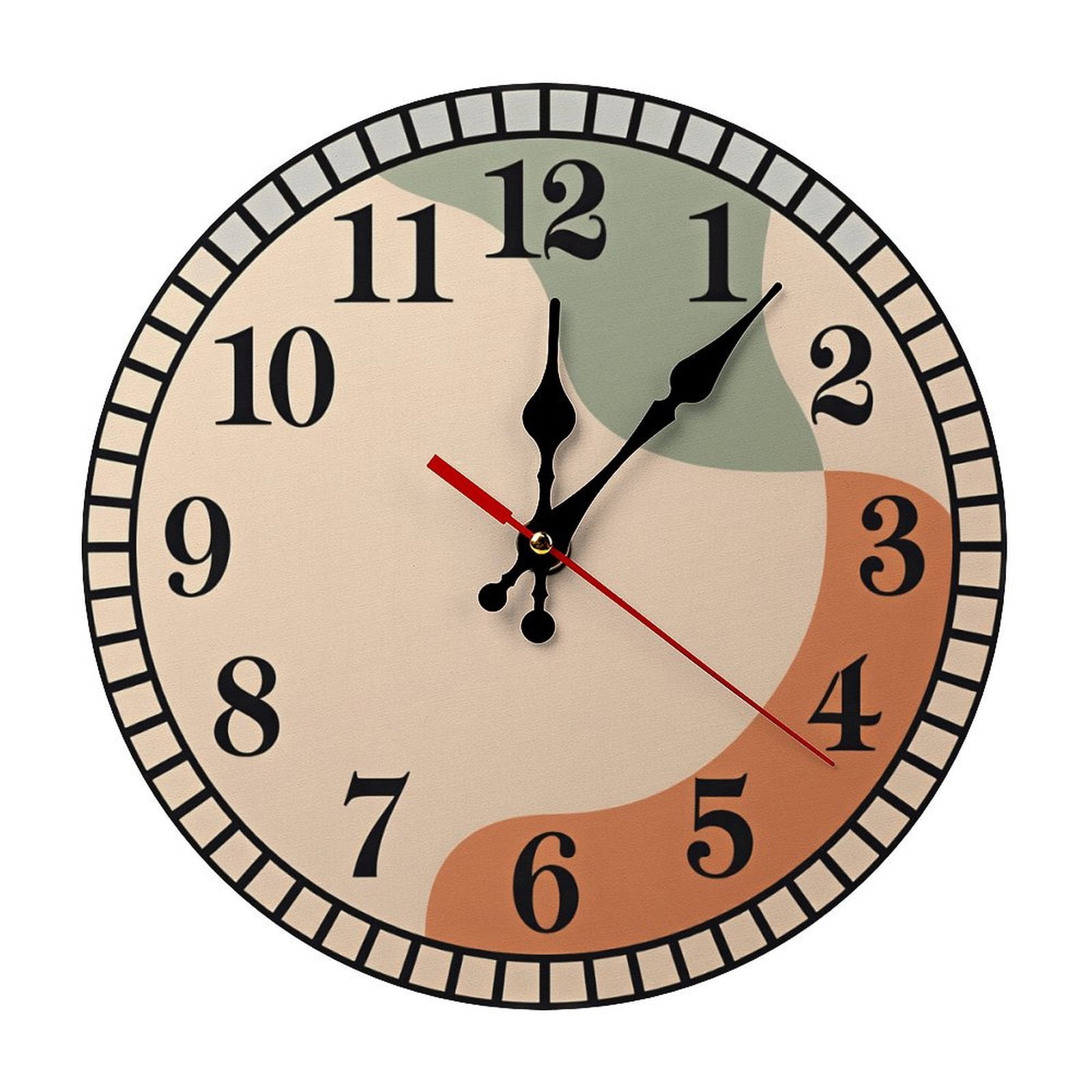 1pc 2D Flat, Silent Round Wall Clock Clock Face With Color Zones ...