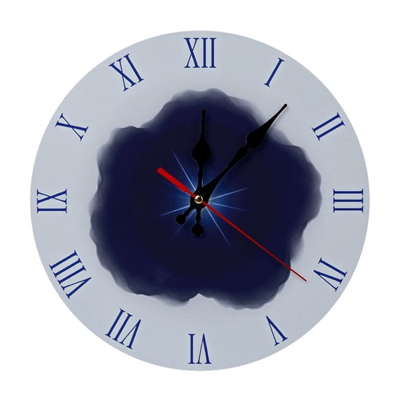 1pc 2D Flat, Silent Round Wall Clock Clock Face Roman Numerals Star ...