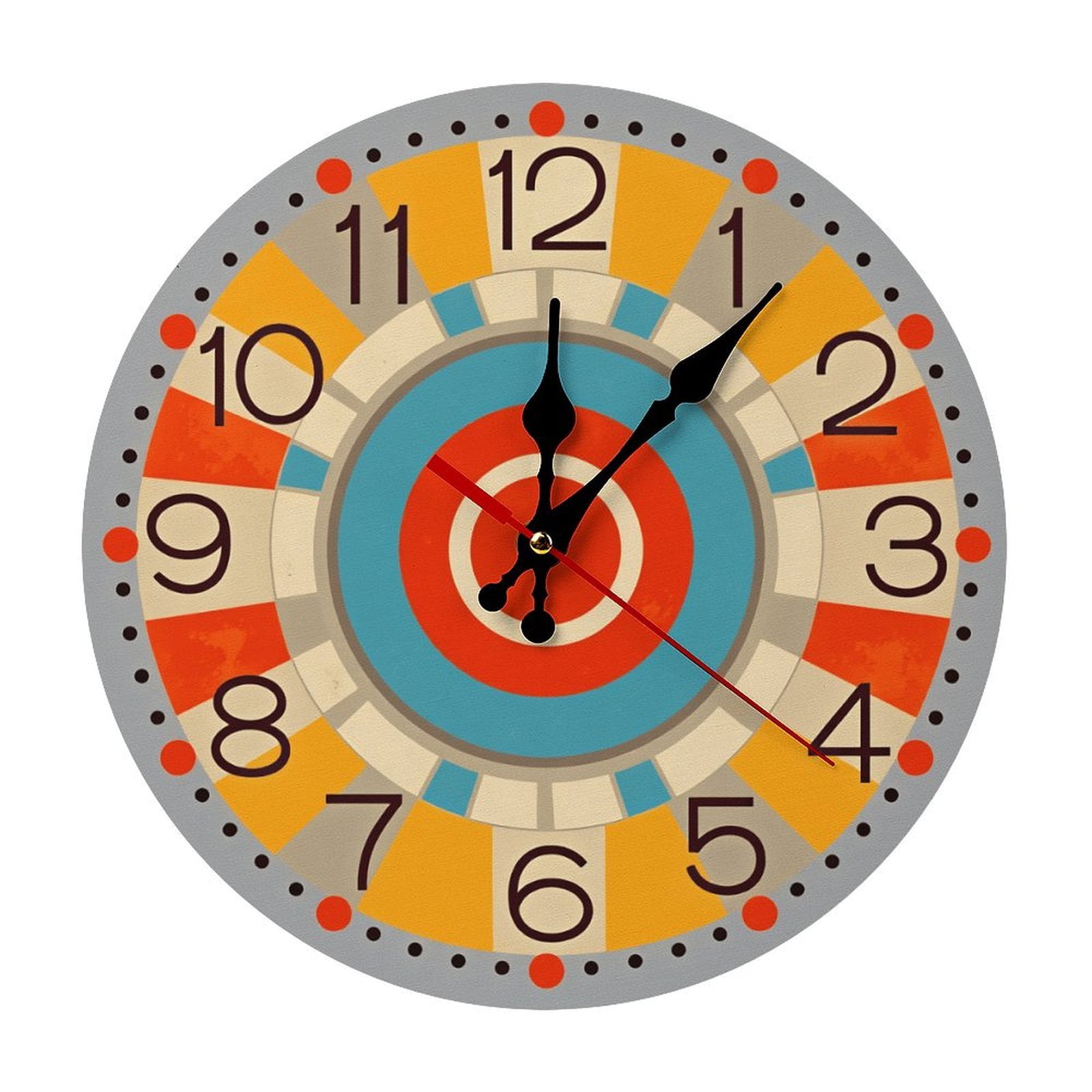 1pc 2D Flat, Silent Round Wall Clock Colorful Circular Clock Design ...