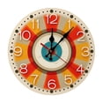 1pc 2D Flat, Silent Round Wall Clock Colorful Clock Face Design Pattern ...