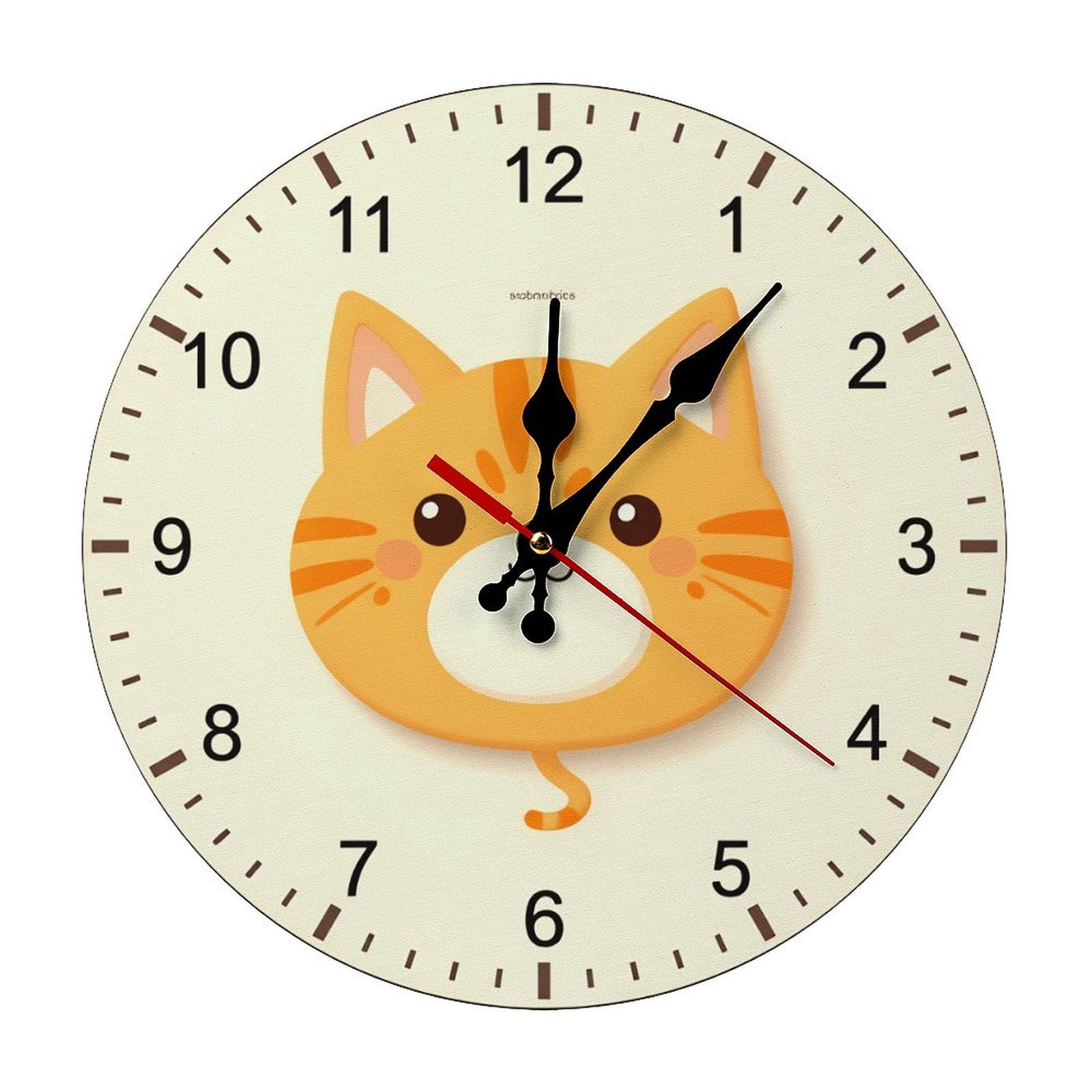 1pc 2D Flat, Silent Round Wall Clock Cute Cat Face Clock Design ...
