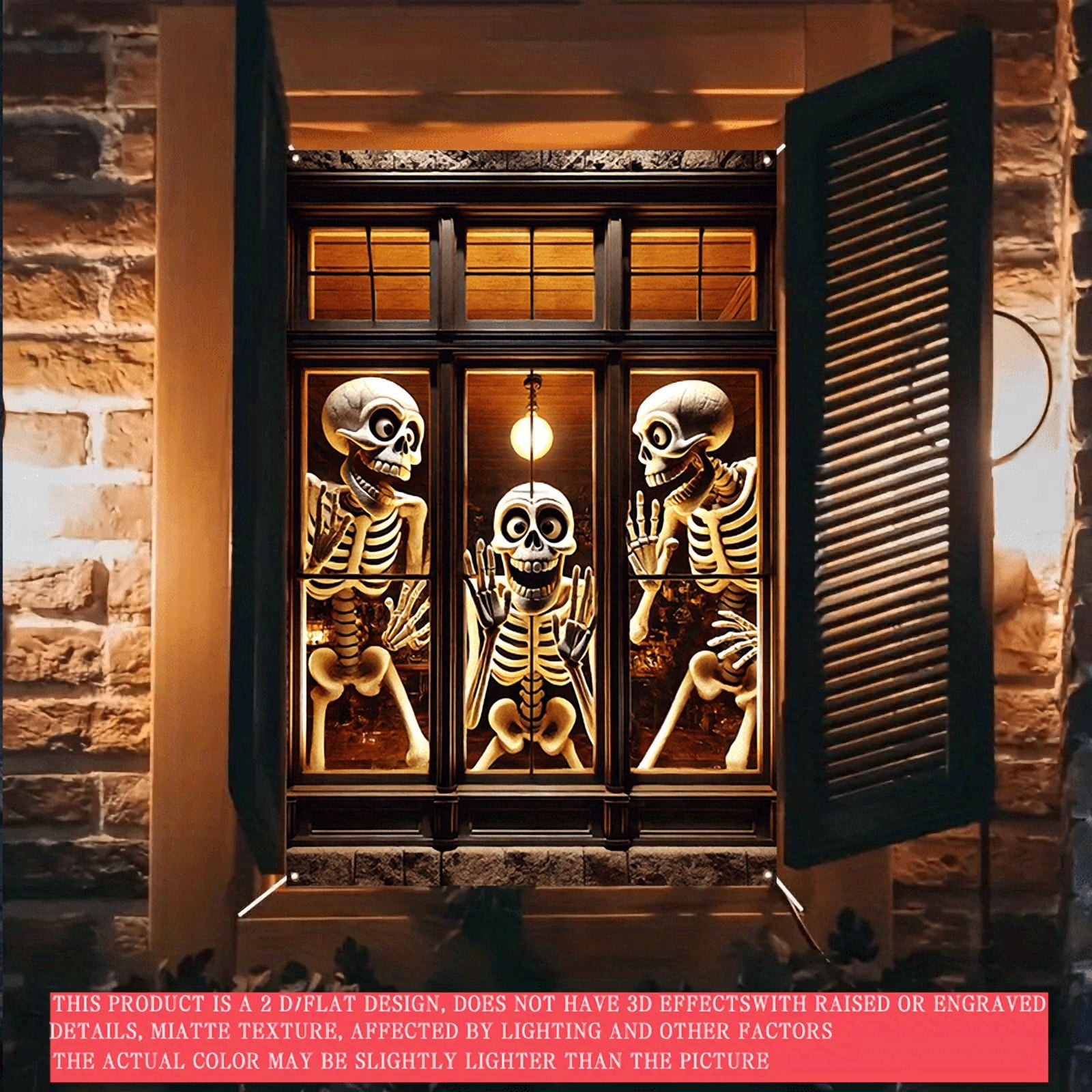 1pc 2D flat bannersFunny skull door and window banner, polyester ...