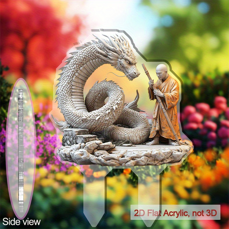 1pc 2d flat Acrylic Ground Insert Decoration featuring a monk with a ...