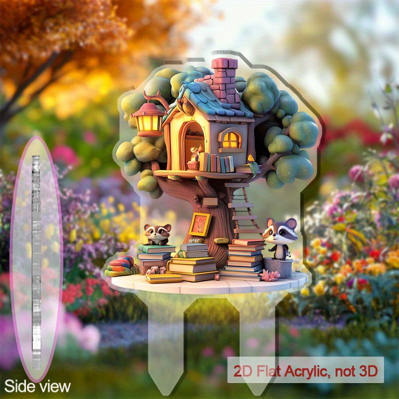 1pc 2d flat Acrylic Ground Insert Decoration featuring a curious ...