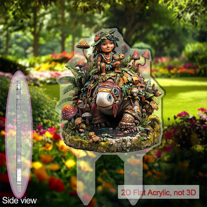 1pc 2d flat Acrylic Ground Insert Decoration featuring a jungle shaman ...