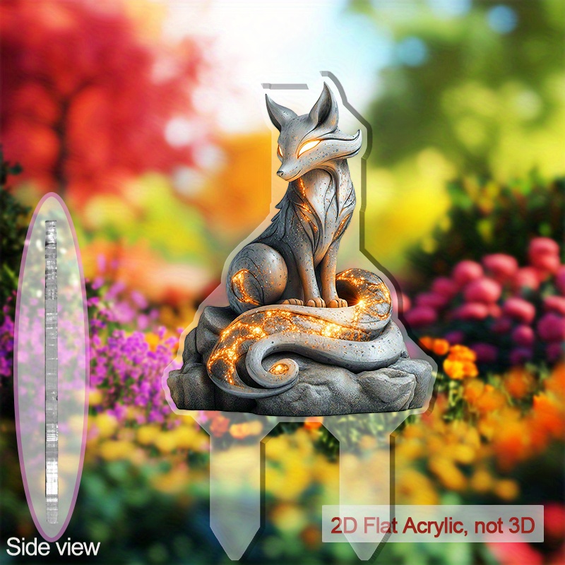 1pc 2d flat Acrylic Ground Insert Decoration featuring a mystical fox ...