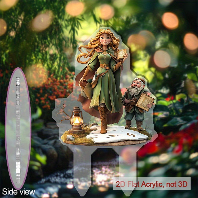 1pc 2d flat Acrylic Ground Insert Decoration featuring a princess with ...