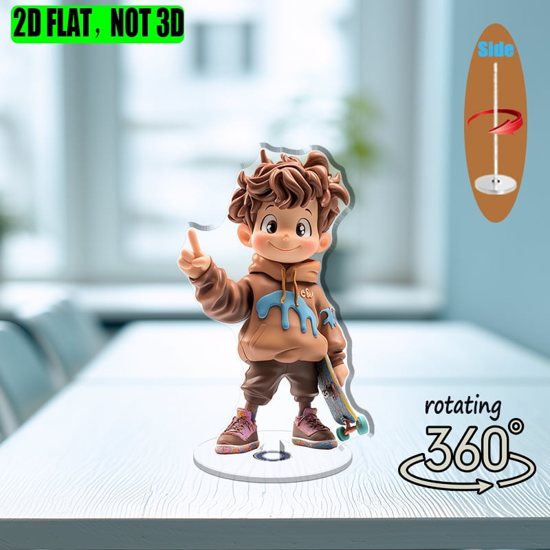 1pc 2d flat Revolving acrylic display featuring a chocolate muffin boy ...