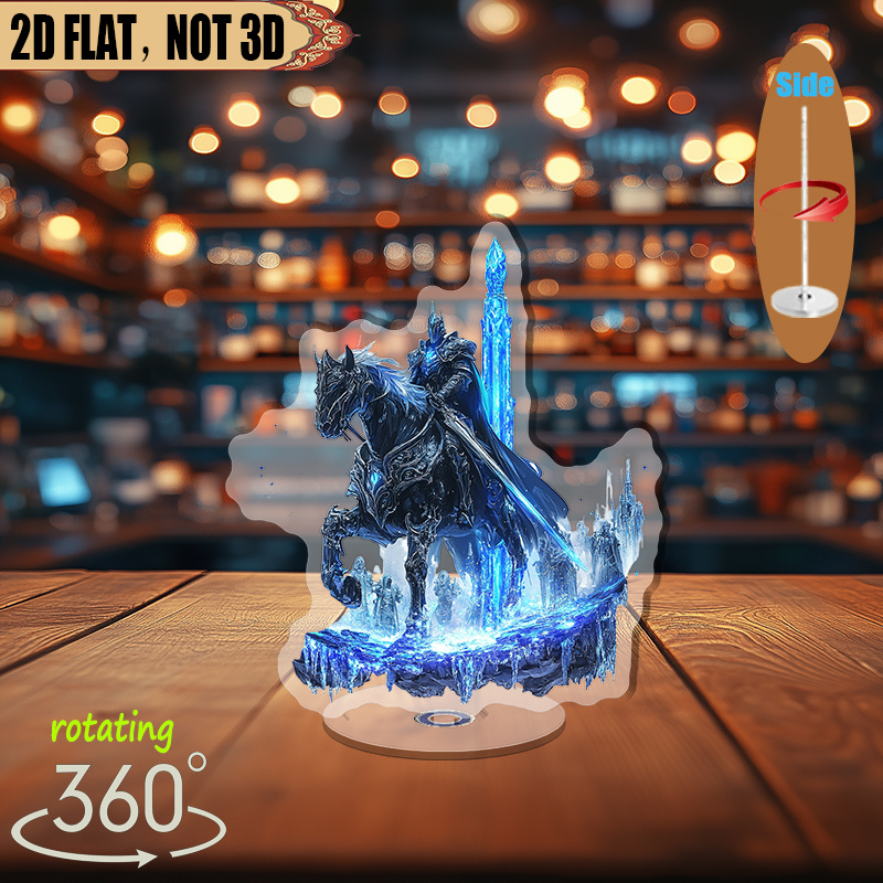 1pc 2d flat Revolving acrylic ornament featuring a knight in obsidian ...