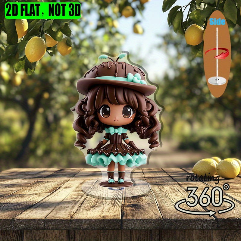 1pc 2d flat Revolving acrylic tabletop display featuring a chocolate ...