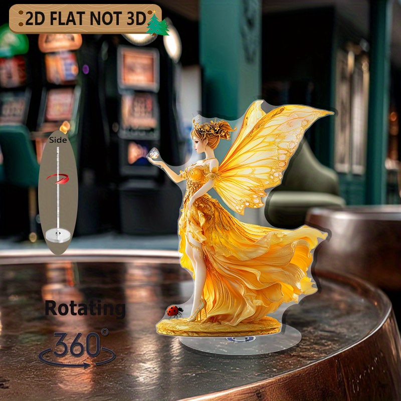 1pc 2d flat Revolving acrylic tabletop ornament featuring a fairy queen ...