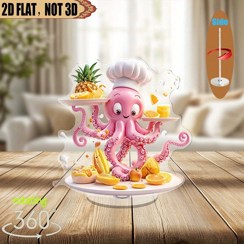 1pc 2d flat Revolving acrylic tabletop piece featuring a cute chef ...