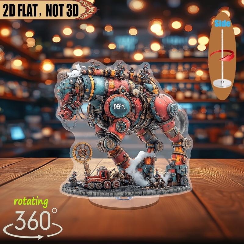 1pc 2d flat Revolving acrylic tabletop piece featuring a giant robot ...
