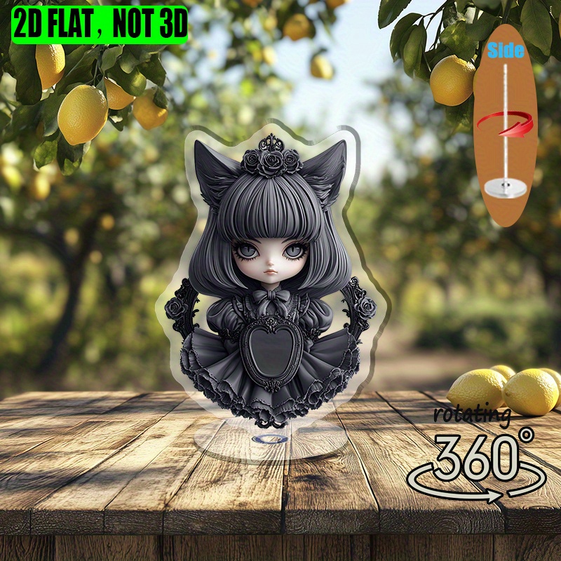 1pc 2d flat Rotatable acrylic desktop ornament featuring chibi figure ...